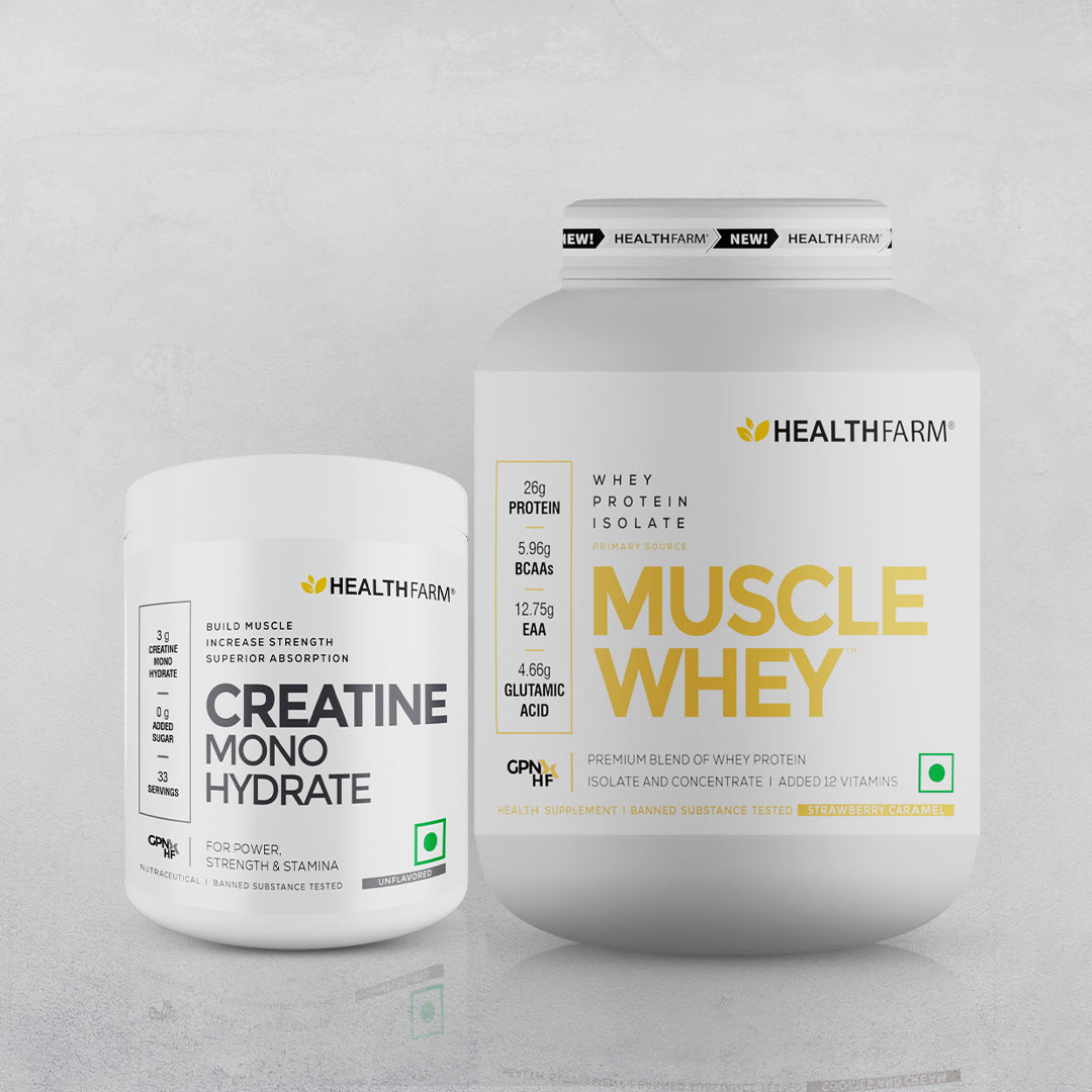 Healthfarm Muscle Whey (2Kg) + Muscle Creatine Monohydrate (100g ...