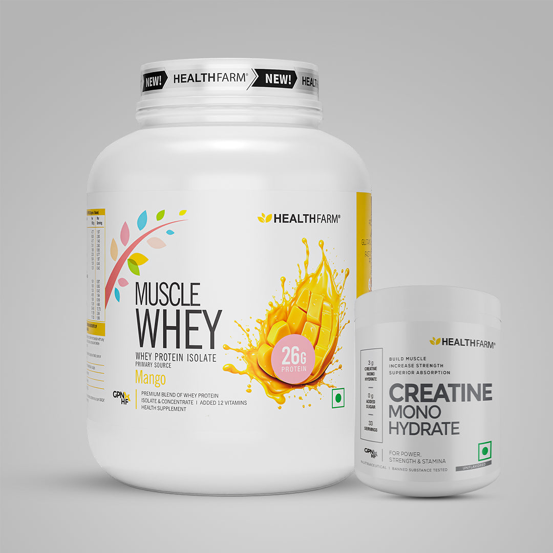 Healthfarm Muscle Whey (2Kg) + Muscle Creatine Monohydrate (100g ...