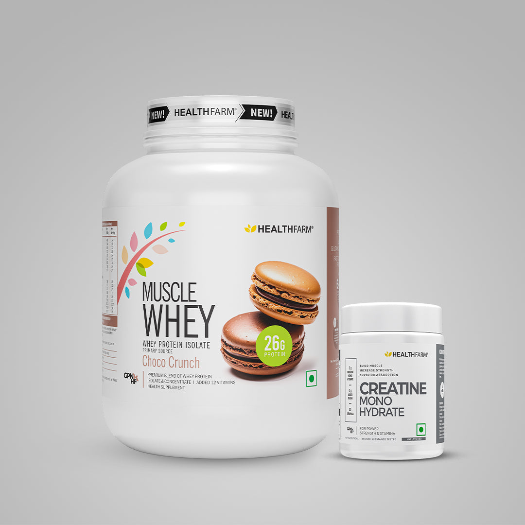 Healthfarm Muscle Whey (2Kg) + Muscle Creatine Monohydrate (100g ...