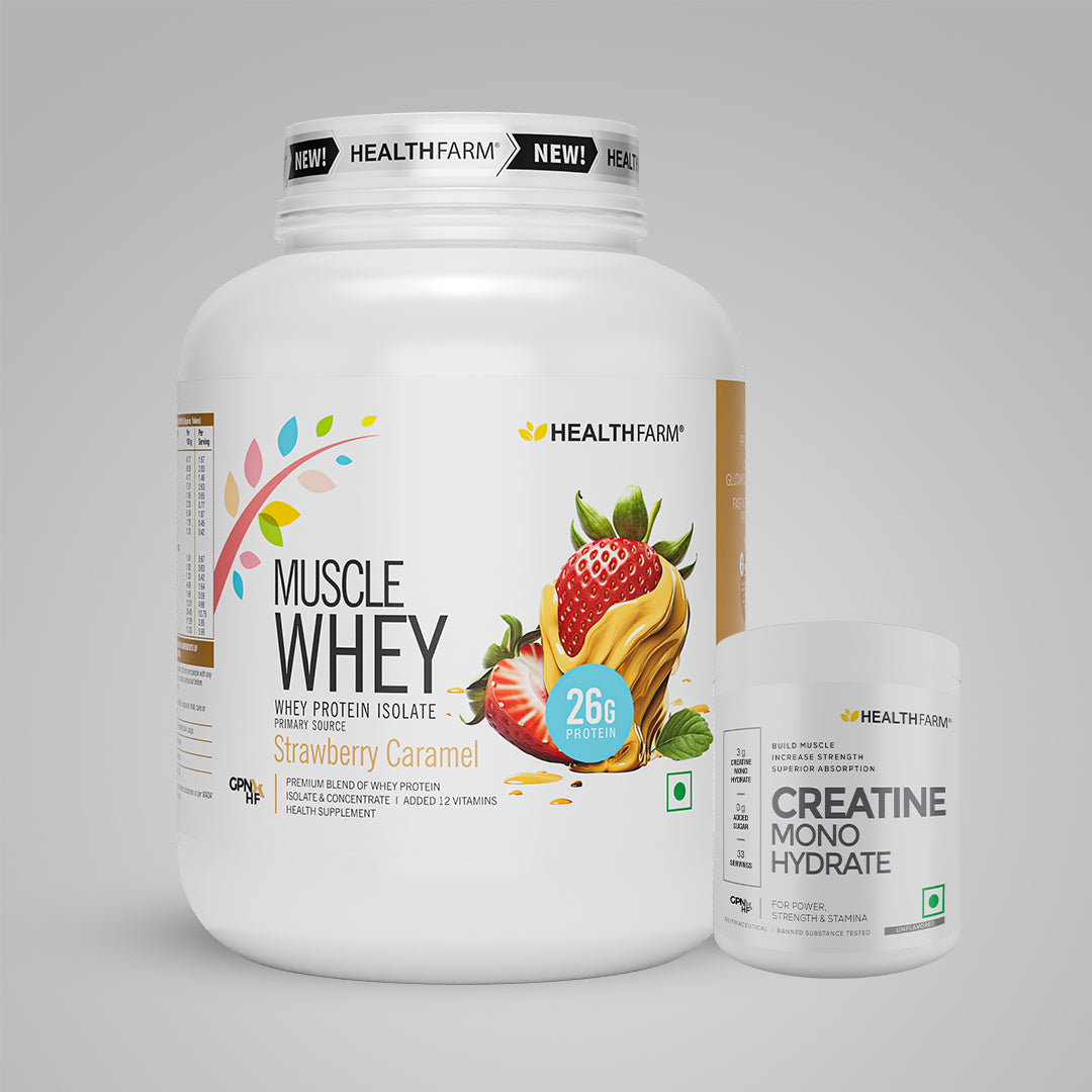 Healthfarm Muscle Whey (2Kg) + Muscle Creatine Monohydrate (100g ...