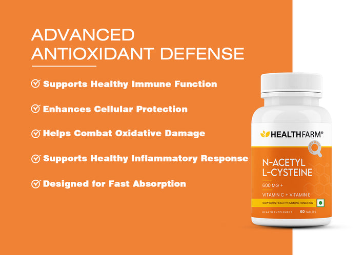 Healthfarm N-Acetyl L-Cysteine (NAC) + Vitamin C | 60 Tab – Healthfarm ...