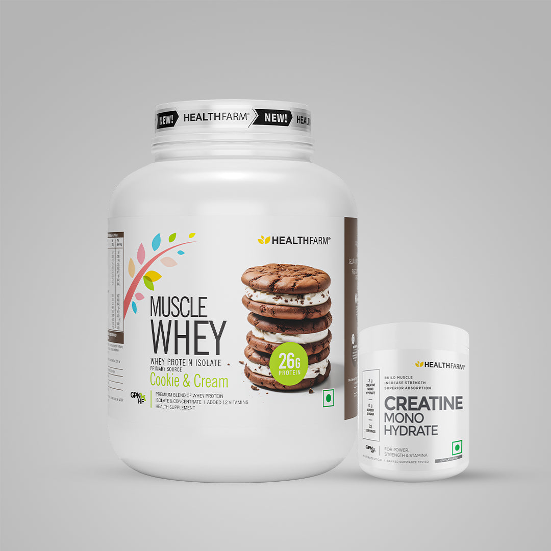 Healthfarm Muscle Whey (2Kg) + Muscle Creatine Monohydrate (100g ...