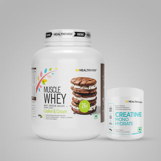 Buy Muscle Whey (2Kg) + Muscle Creatine Monohydrate (250g) - Healthfarm ...