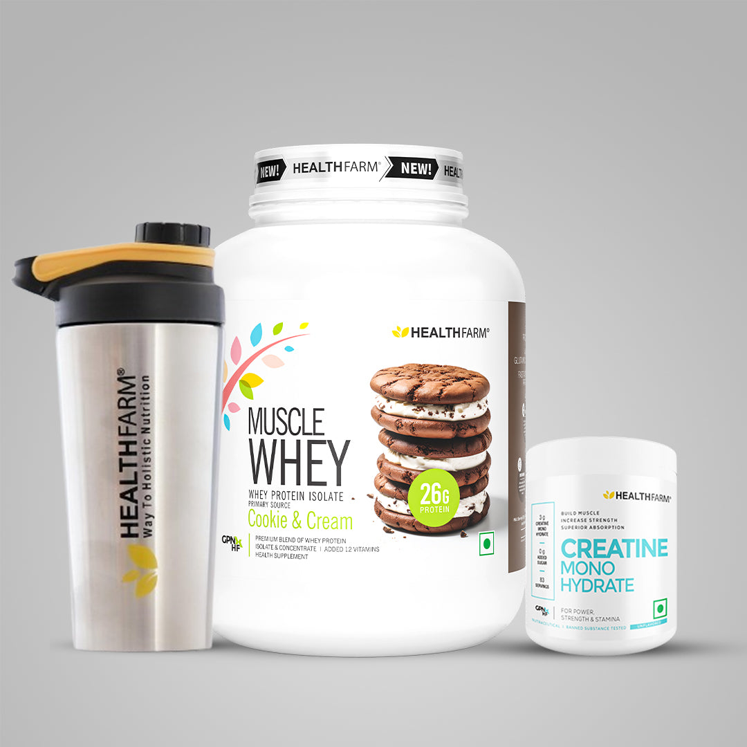 Buy Muscle Whey (2Kg) + Muscle Creatine Monohydrate (250g) - Healthfarm ...