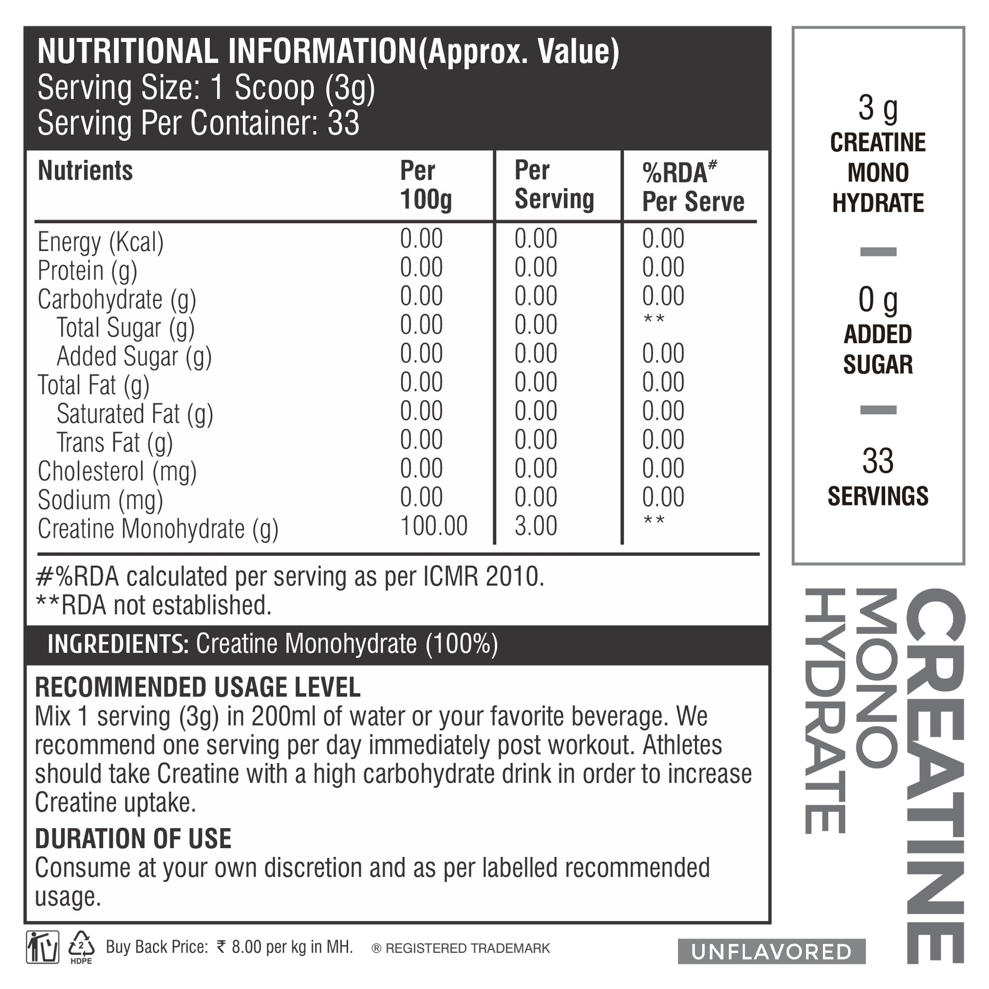 Healthfarm Muscle Creatine Monohydrate (100g) - Buy online at Best ...