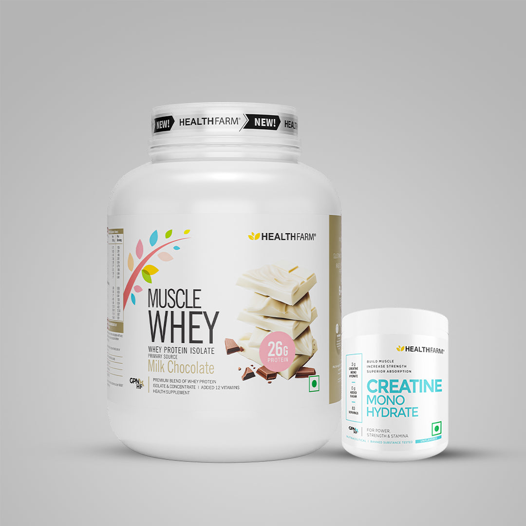 Buy Muscle Whey (2Kg) + Muscle Creatine Monohydrate (250g) - Healthfarm ...