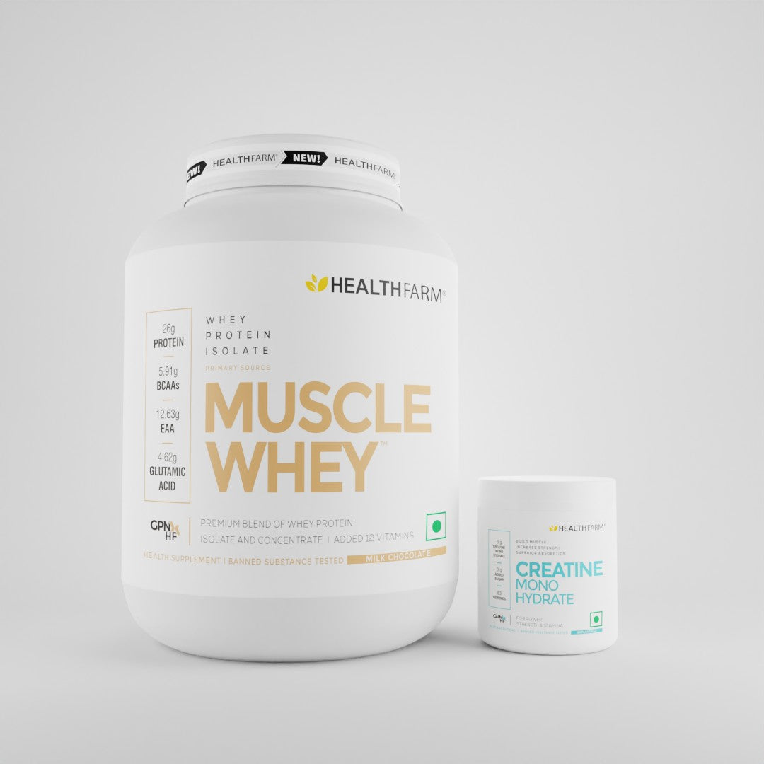 Healthfarm Muscle Whey (2Kg) + Muscle Creatine Monohydrate (250g ...