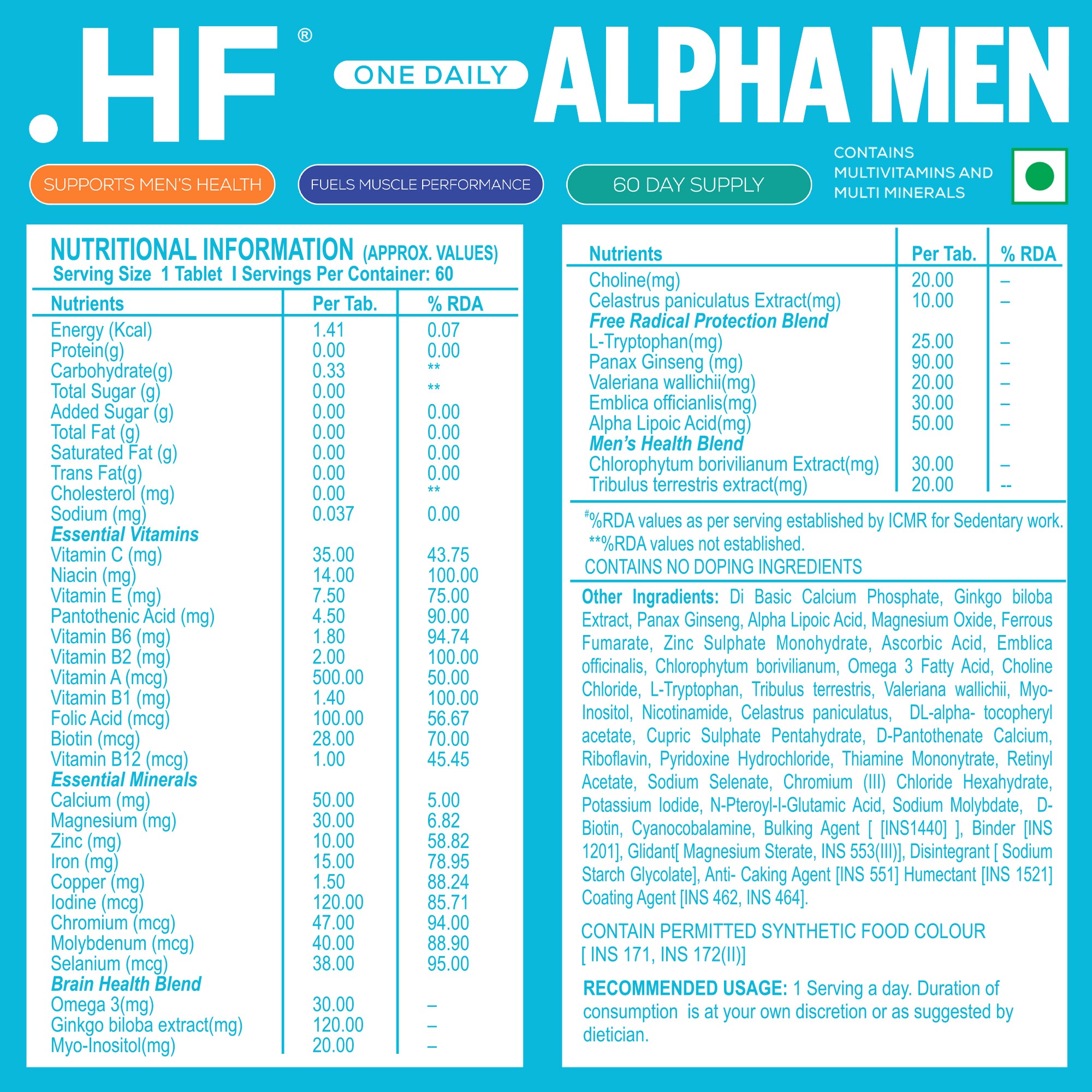 Buy AlphaMen Multivitamin for Men's Health (60Tab) - HealthFarm ...