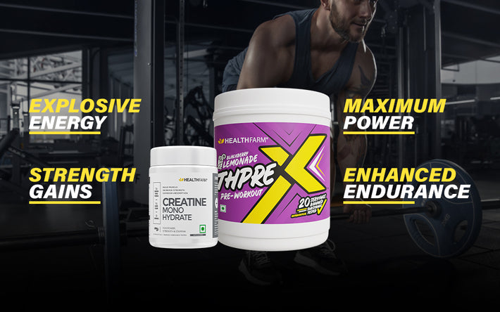 Healthfarm ThPreX Pre Workout + Creatine (50g) + Free Shaker ...