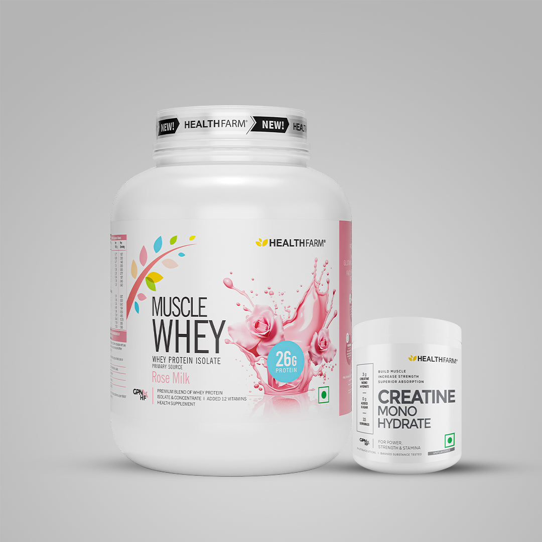 Healthfarm Muscle Whey (2Kg) + Muscle Creatine Monohydrate (100g ...