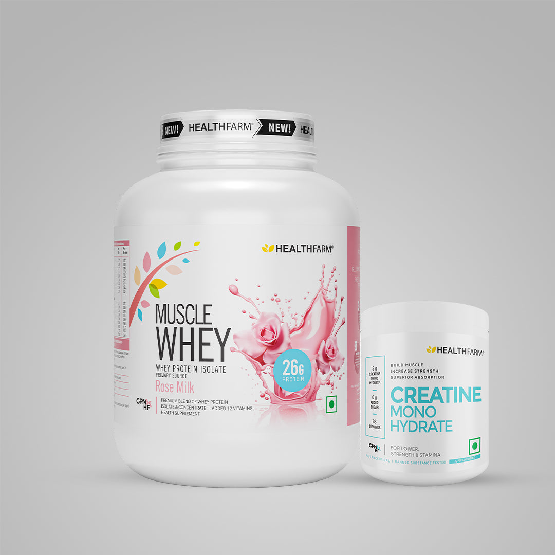Buy Muscle Whey (2Kg) + Muscle Creatine Monohydrate (250g) - Healthfarm ...