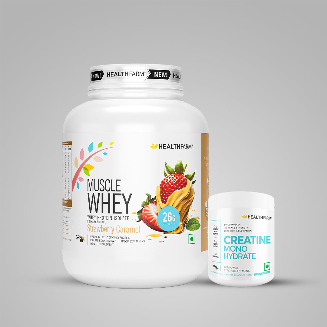 Buy Muscle Whey (2Kg) + Muscle Creatine Monohydrate (250g) - Healthfarm ...