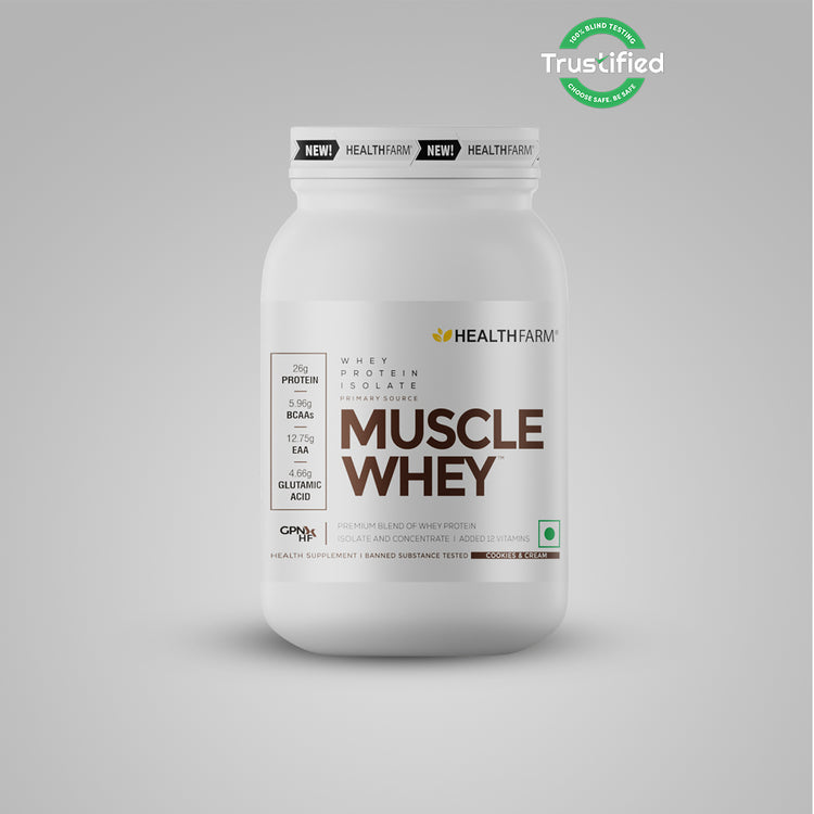 Buy Healthfarm Muscle Whey Protein Powder in India 2024 | 100% ...