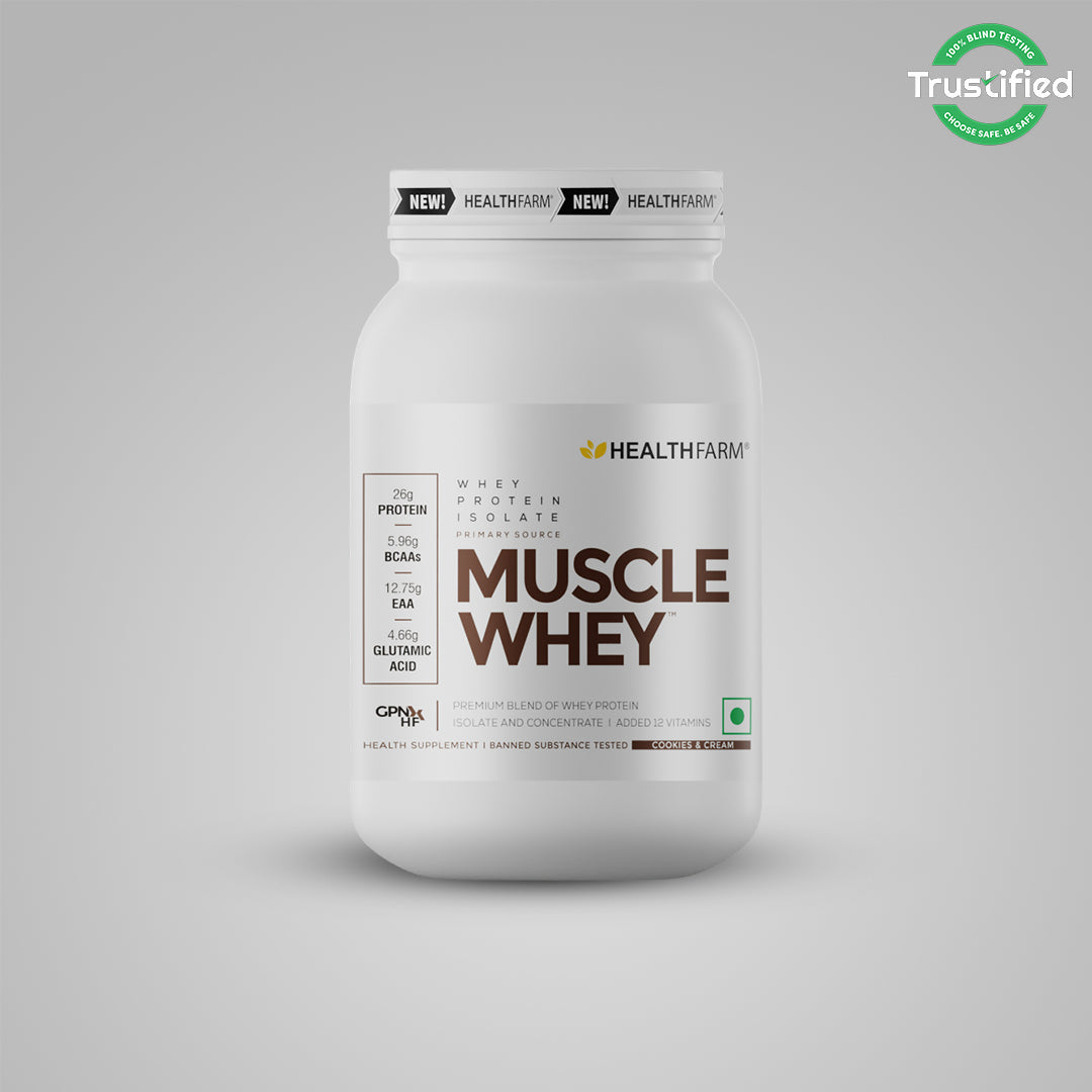 Buy Healthfarm Muscle Whey Protein Powder in India 2024 | 100% ...